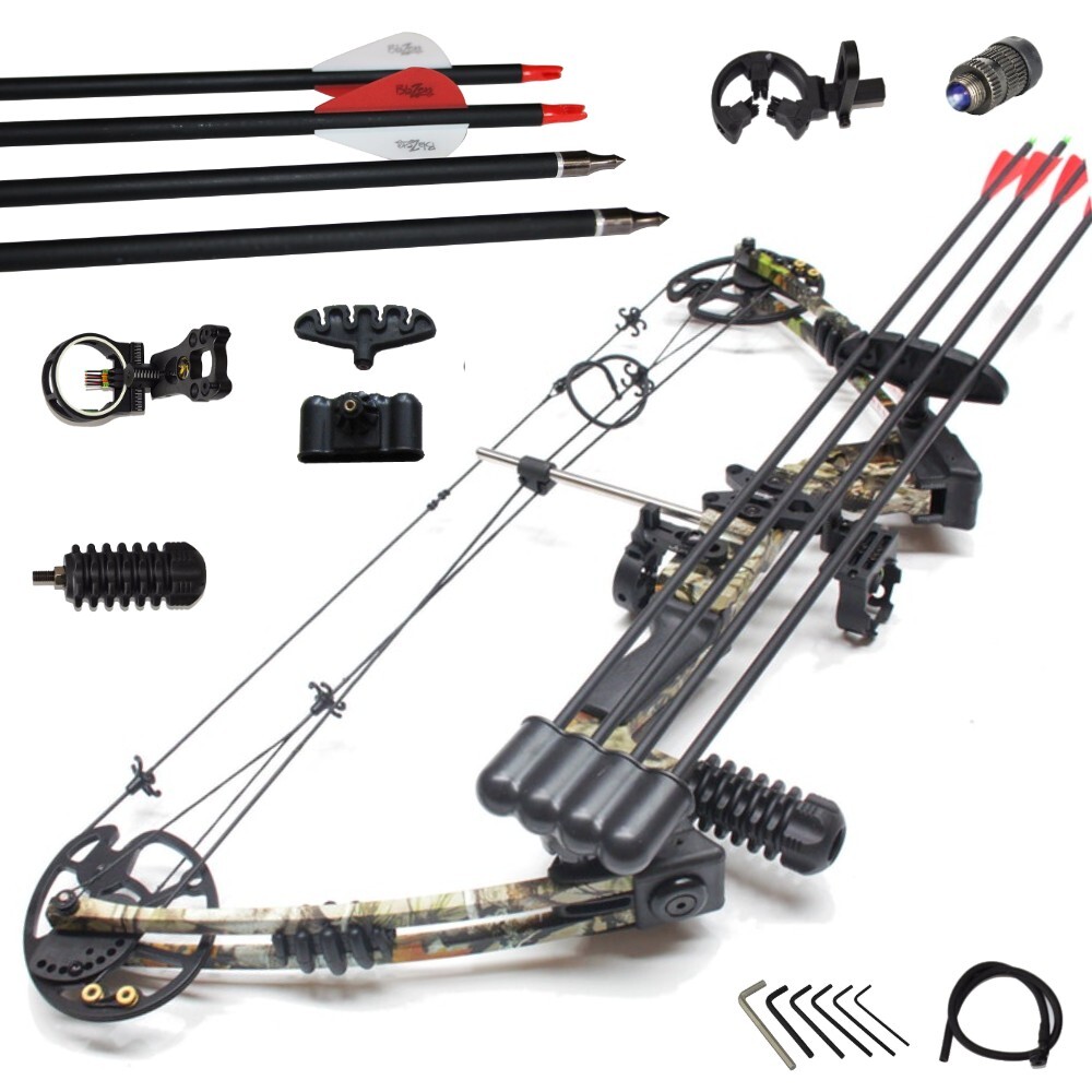 Left Hand Compound Bow 20-70lbs Archery Hunting Camo 8 X Carbon Arrow
