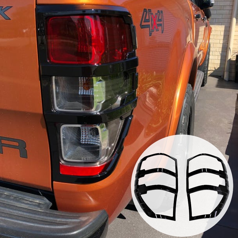 Gloss Black Tail Light Trim Cover Protector Suits Ford Ranger 2012-2019