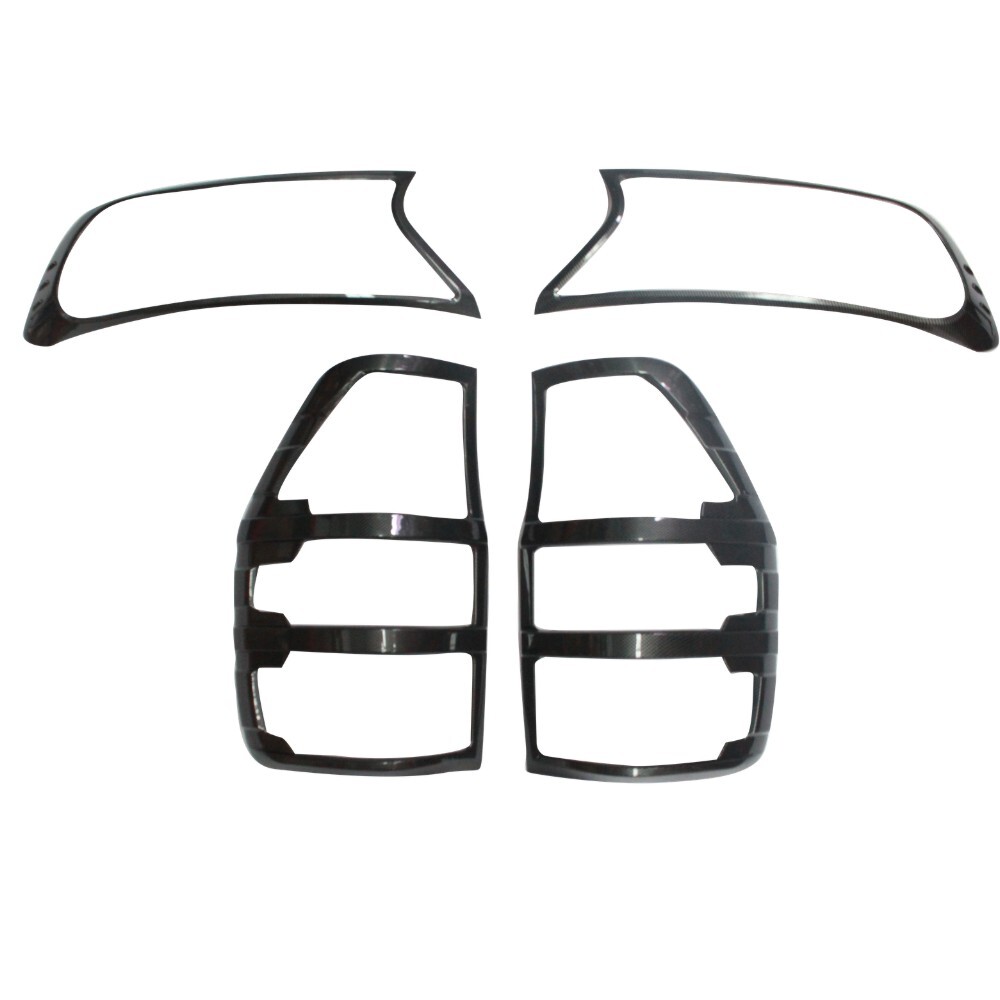 CARBON fibre Black Head Light and Tail Light Trim Cover Protector Suits ...