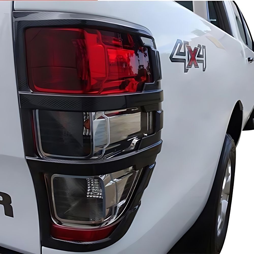 CARBON FIBER Black Tail Light Trim Cover Protector Suits Ford Ranger ...