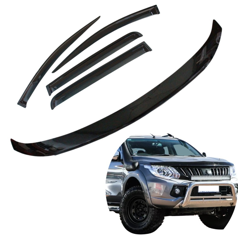 Mitsubishi Triton MQ 2015 + Bonnet Protector & Weather Shields ... Mitsubishi Triton MQ 2015 + Bonnet Protector & Weather Shields ...