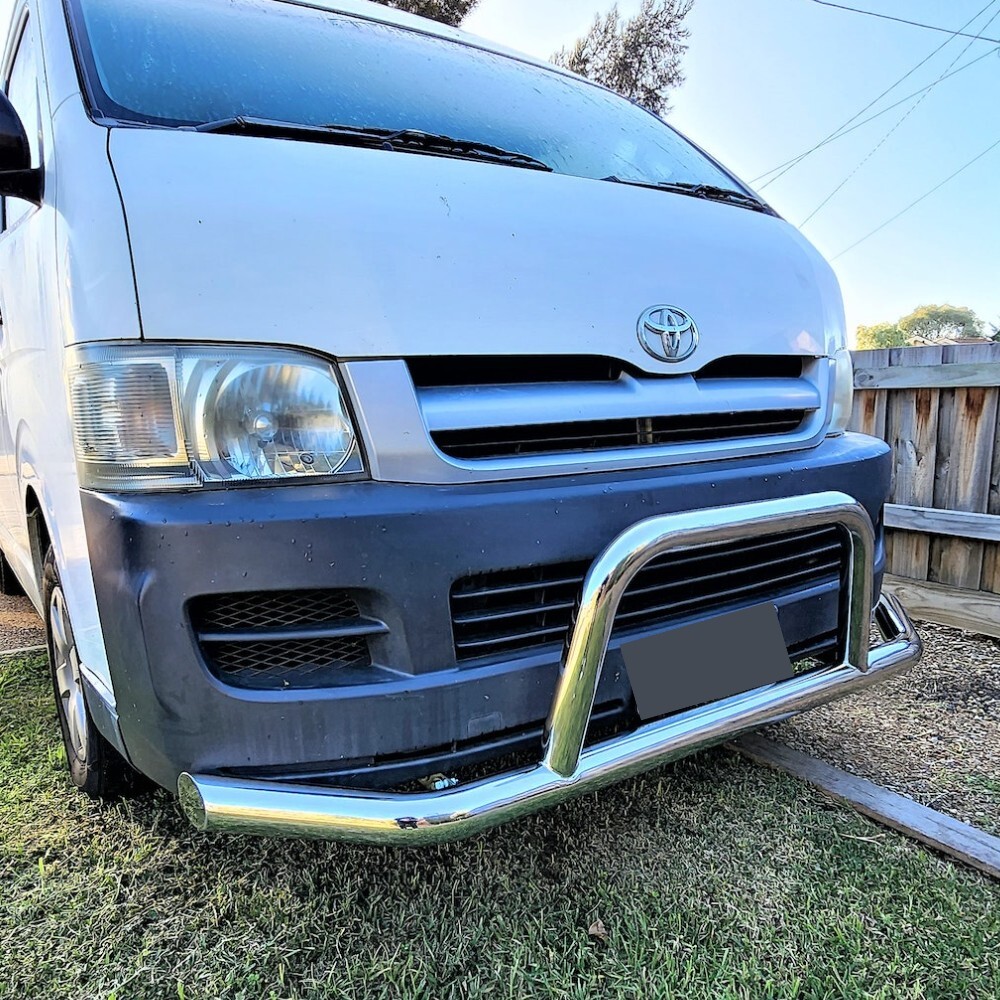 Chrome Stainless Steel Nudge Bar Bull Front suits Hiace 2005 - 2018 LWB ...