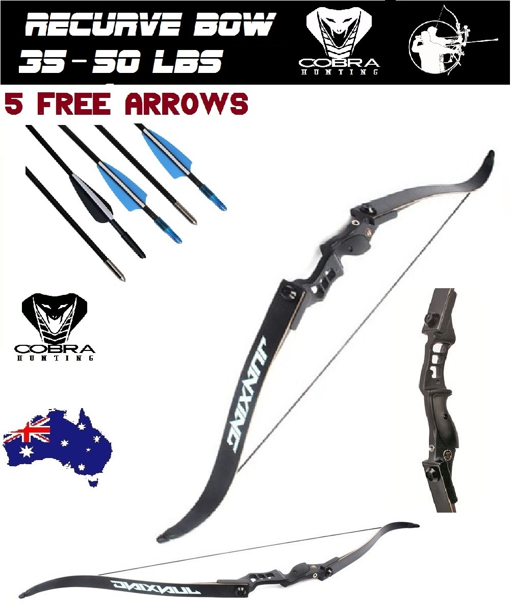 35 - 50 lbs Recurve Bow + 5 Arrows Archery Hunting shoot - COBRA Hunting