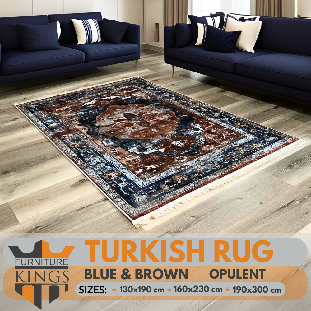 Blue Brown Opulent Turkish Turkey Made Floor Carpet Rugs Traditional ...