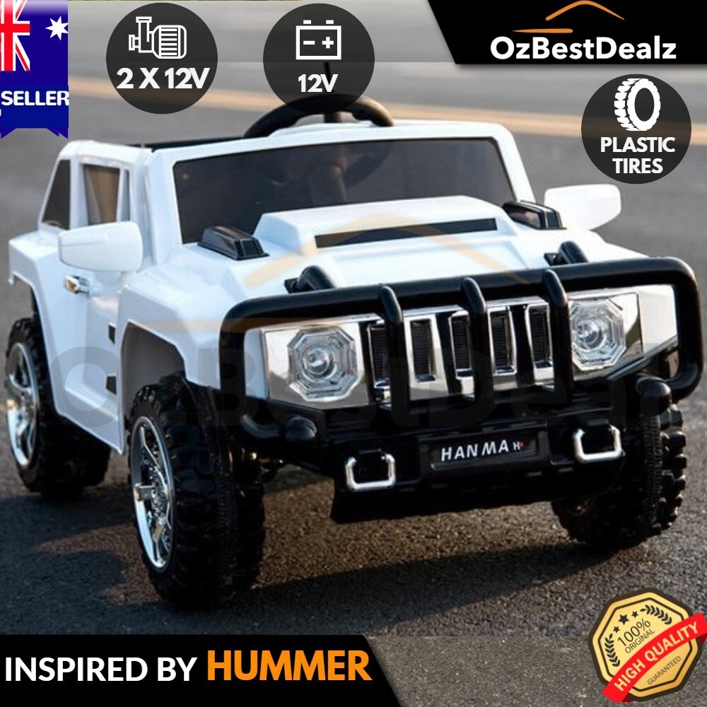 Hummer Inspired White Kids Ride On Car Baby Remote Control LIGHTS Music ...